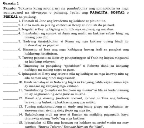 Gawain 1 Panuto Tukuyin Kung Anong Uri Ng StudyX