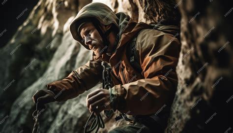 Free Ai Image One Determined Soldier Hikes Through Dangerous Terrain