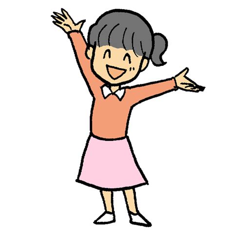 万歳女の子のイラスト かわいいフリー素材が無料のイラストレイン