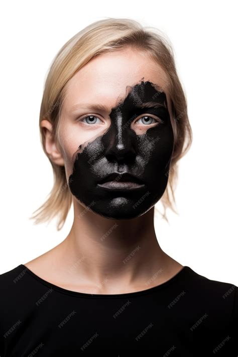 Premium Ai Image A Woman With A Blacked Out Face Isolated On White