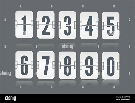 Vector Numeric Flip Scoreboard Set With Reflection Floating On
