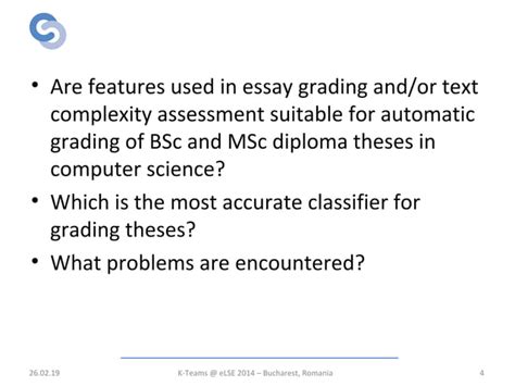 Unsupervised System For Automatic Grading Of Bachelor And Master Thesis Ppt