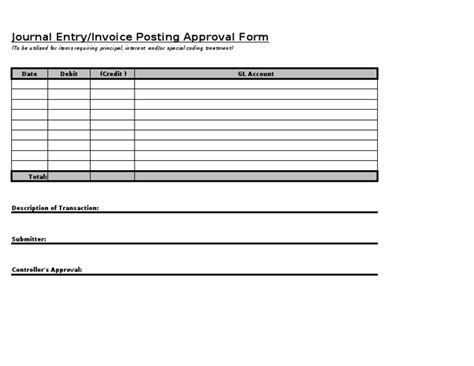 Journal Entry Approval Form Pdf