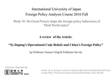 Xi Jinpings Operational Code Beliefs And Chinas Foreign Policy Pptx