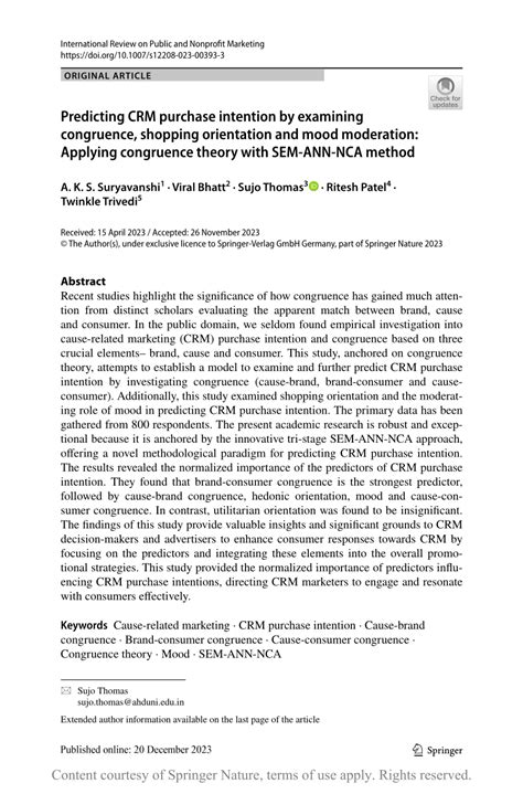 Predicting Crm Purchase Intention By Examining Congruence Shopping Orientation And Mood