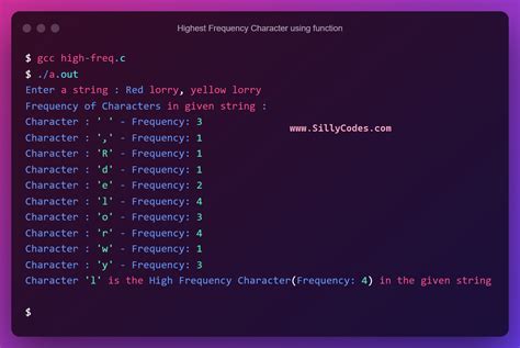 Find Highest Frequency Character In A String In C Language