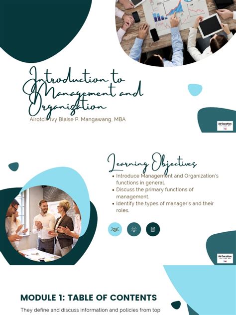 pom module 1 the introduction to organization and management pdf