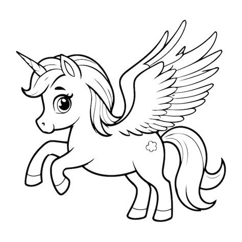 어린이용 페가수스 Pegasus 의 귀여운 터 일러스트레이션 프리미엄 벡터