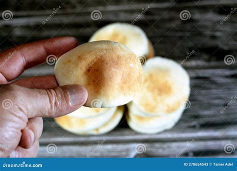 Mini Traditional Egyptian Flat Bread With Wheat Bran And Flour Small Aish Baladi Or Small Bread