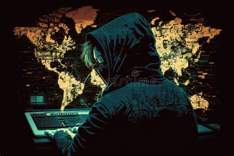 Global Cyber Attack Map Generative Ai Stock Illustration Illustration Of Light Blackout