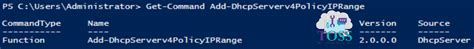 add dhcpserverv4policyiprange powershell toss