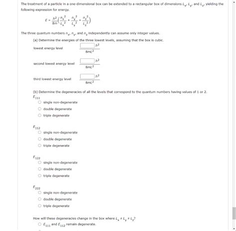Solved The Treatment Of A Particle In A One Dimensional Box Chegg