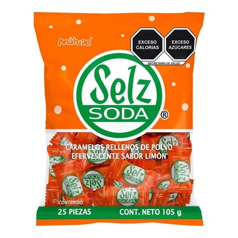 Selz Soda Caramelo Relleno De Polvo Efervescente Sabor Limon 100 Pieza