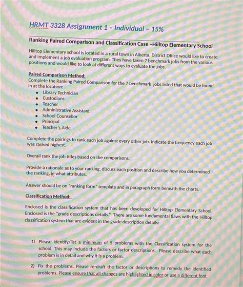 Solved Hrmt 3328 ﻿assignment 1 ﻿individual 15ranking