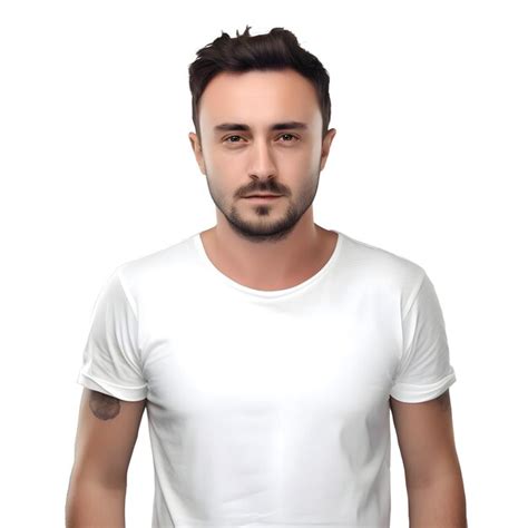 Retrato De Un Joven Guapo Con Una Camiseta Blanca Aislado Sobre Un