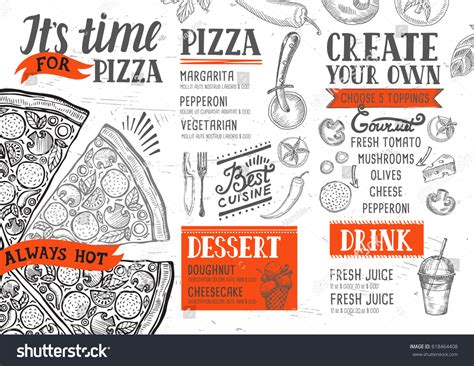 Pizza Food Menu Restaurant Cafe Design Stock Vector Royalty Free