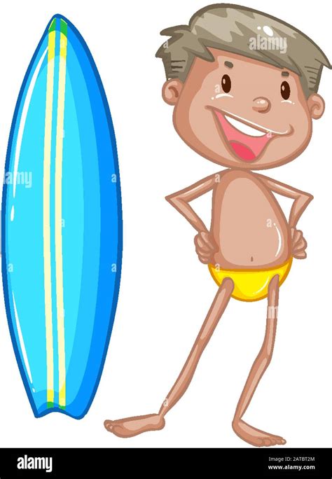 Sufer And Surfboard On White Background Illustration Stock Vector Image