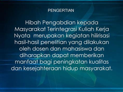 PETUNJUK TEKNIS PENGABDIAN KEPADA MASYARAKAT TERINTEGRASI KKN Ppt