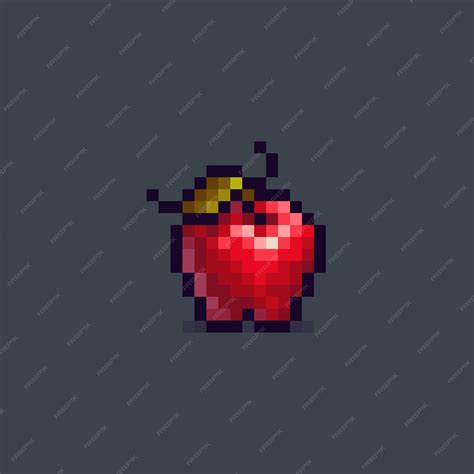 Premium Vector Red Apple In Pixel Art Style