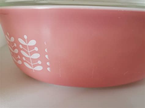 Vintage Pink Stems Pyrex Casserole 043 With Lid Sold Aunt Gladys Attic