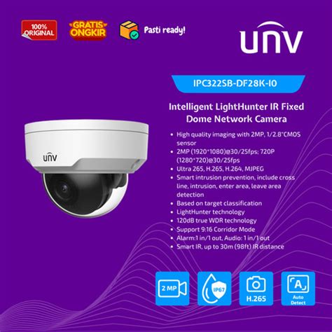 Promo UNV IPC SB DF K I Uniview CCTV MP HD Intelligent LightHunter IR Fixed Dome Network