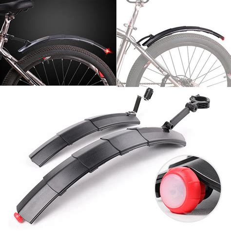 Retractable Mudguard With Led Lights Cycling Bicycle Mountain Bike