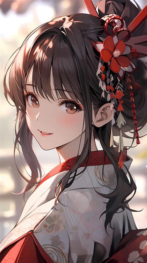 Premium Ai Image Handdrawn Cartoon Beautiful Illustration Of Japanese Anime Warrior Girl In Kimono