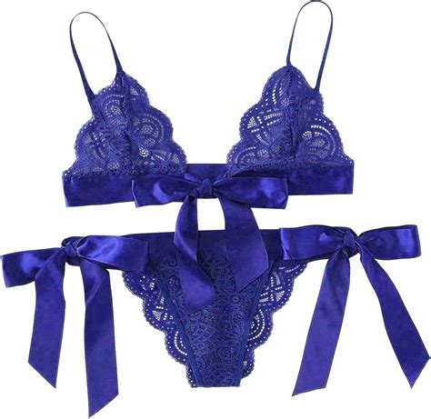 Sexy Cop Lingerie For Women Side Set Tie Scalloped Trim Women Bow Lace Underpant Lingerie Bra