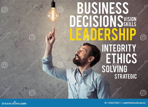 Man Pointing At Illuminated Light Bulb Stock Photo Image Of Concept Retro 125621822