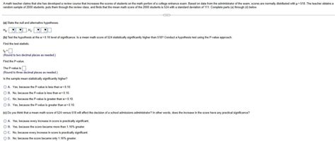 Solved A State The Null And Alternative Hypotheses Chegg