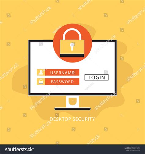 Desktop Computer Unlocked Password Bubble Notification Stock Vector Royalty Free 1730819254