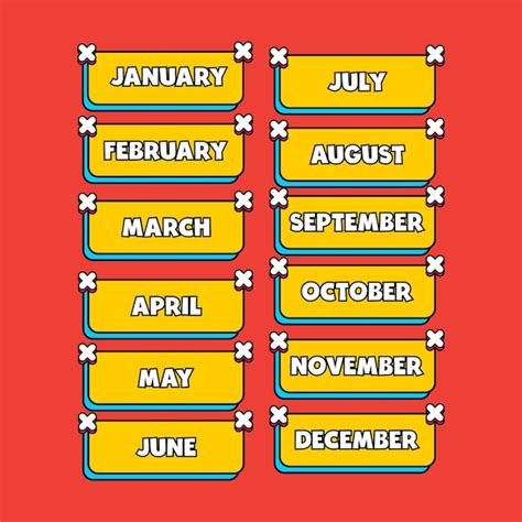 Premium Vector Month Name Retro Typography