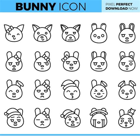 Premium Vector Vector Bunny Icon Set