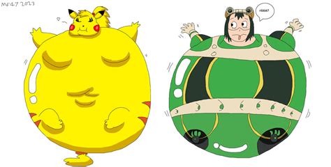 Lucy With Tsuyu Asui Inflated Together By Mario Felix17 On Deviantart