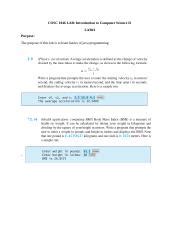 Lab 1 Docx COSC 1046 LAB Introduction To Computer Science II LAB 1