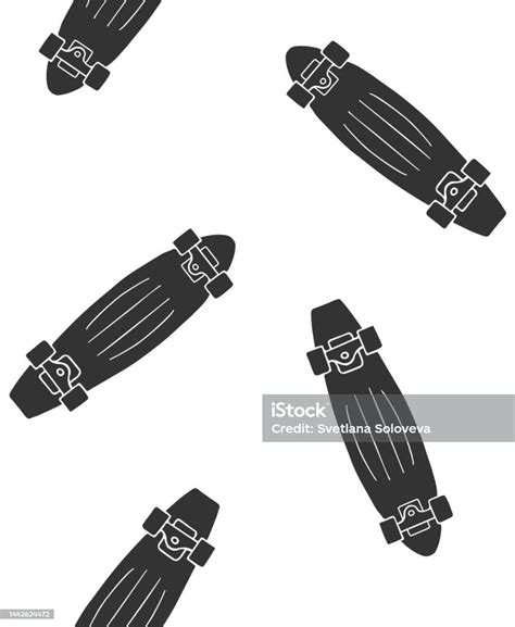 손으로 그린 낙서 스케치 크루저 스케이트보드의 벡터 원활한 패턴 0명에 대한 스톡 벡터 아트 및 기타 이미지 0명 1 센트 거리 Istock