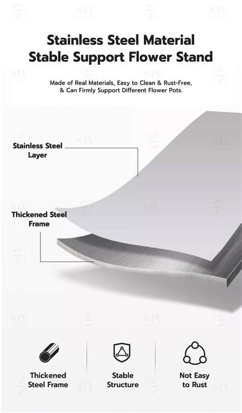 Siv Stainless Steel Plant Stand Flower Stand Indoor Outdoor Metal Pot