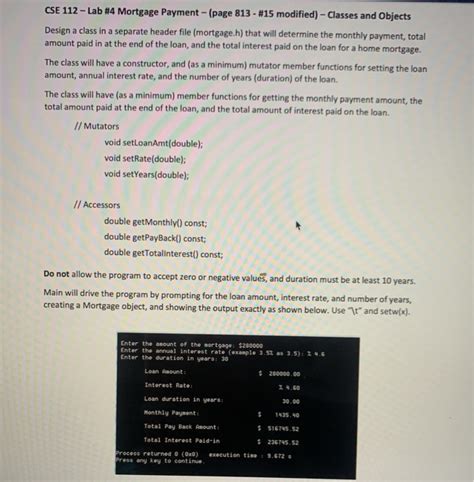Solved CSE 112 Lab 4 Mortgage Payment Page 813 15 Chegg