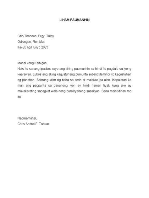 Liham Paumanhin Pdf