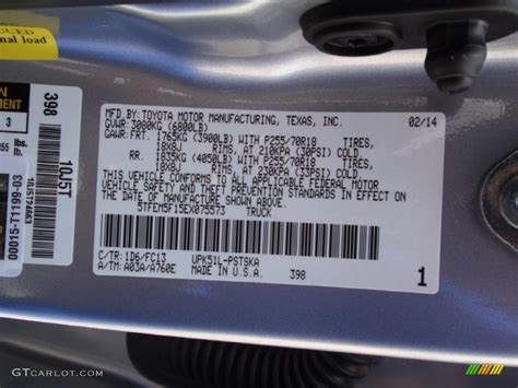 2014 Tundra Color Code 1d6 For Silver Sky Metallic Photo 91662278