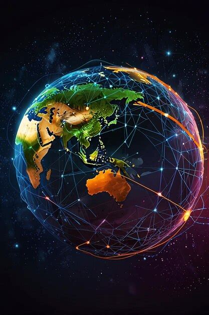 Digital Global Network Connectivity Visualization Premium AI