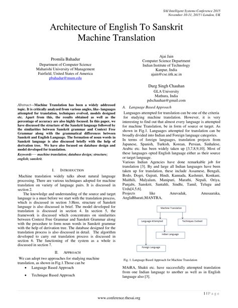 Pdf Architecture Of English To Sanskrit Machine Translation