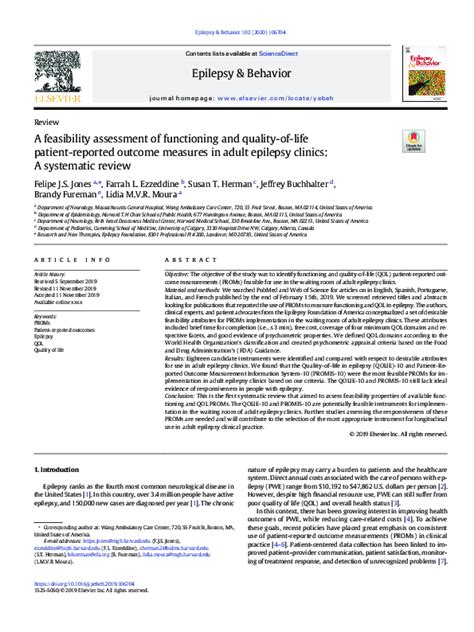 Pdf A Feasibility Assessment Of Functioning And Quality Of Life