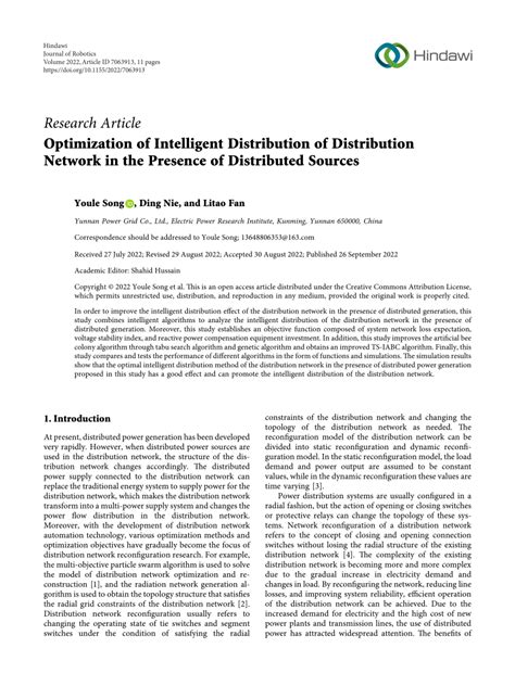 Pdf Optimization Of Intelligent Distribution Of Distribution Network