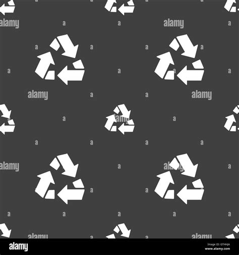 Recycle Icon Sign Seamless Pattern On A Gray Background Vector Stock