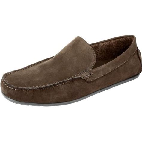 Mocassin Homme En Cuir Nubuck Marron Belym Cousu Main Doublure Et