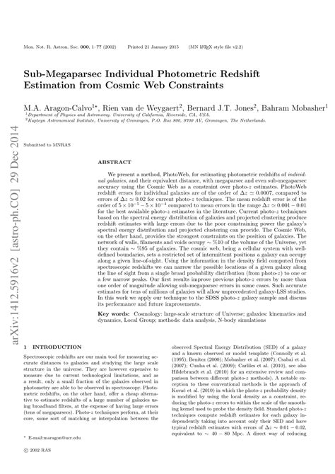 Pdf Sub Megaparsec Individual Photometric Redshift Estimation From Cosmic Web Constraints