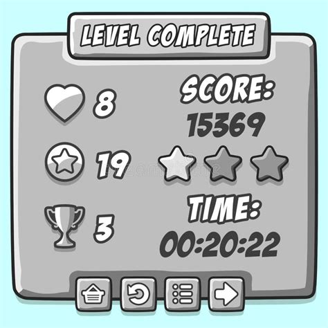 stone game menu level interface ui panels stock vector illustration