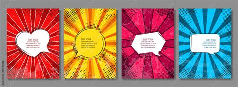 Vector illustration. Funny brochure card template. Retro comic empty ...