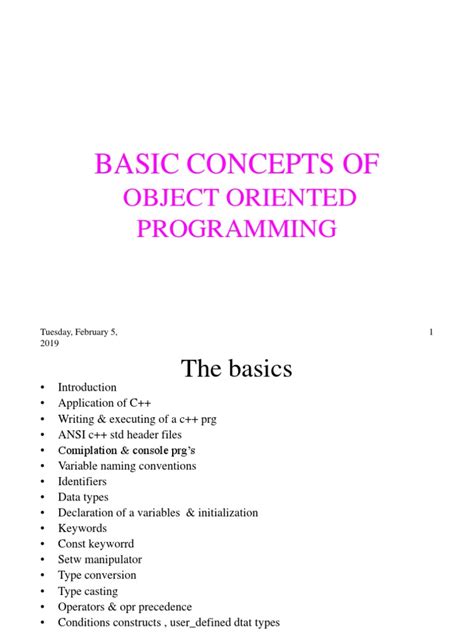 Basic Concepts Of Object Oriented Programming Download Free Pdf